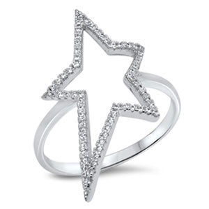 Sterling Silver Fancy Micro Pave Open Star Ring with Face – Virtuous ...